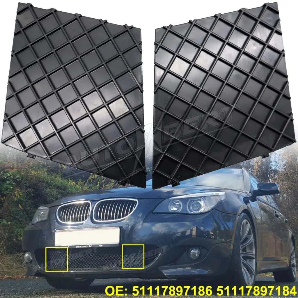 2pc Car Front Bumper Cover Lower Mesh Grill Plate Trim Cap For BMW 5 ...