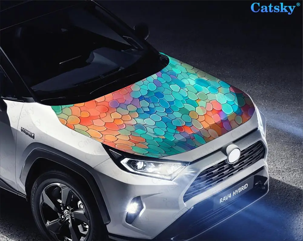 Mixed Colorful Mosaic Pattern Car Hood Decal Truck Decals Vinyl Sticker ...