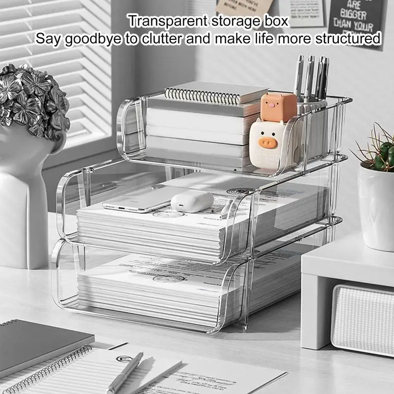 Desktop-File-Tray-Organizer-A4-Document-Paper-Organizer-Rack-Plastic ...