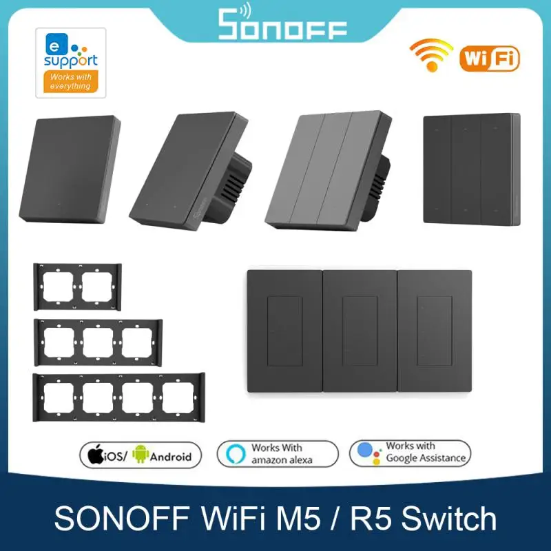 SONOFF SwitchMan M5 R5 와이파이 스마트 월 1/2/3 갱 스위치, 알렉사 구글 홈 앨리스 시리 연동, 음성 ...