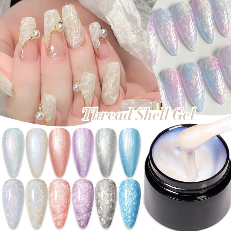 LILYCUTE-7ML-3D-Thread-Shell-Gel-Nail-Polish-Blue-Purple-Aurora-Glitter ...