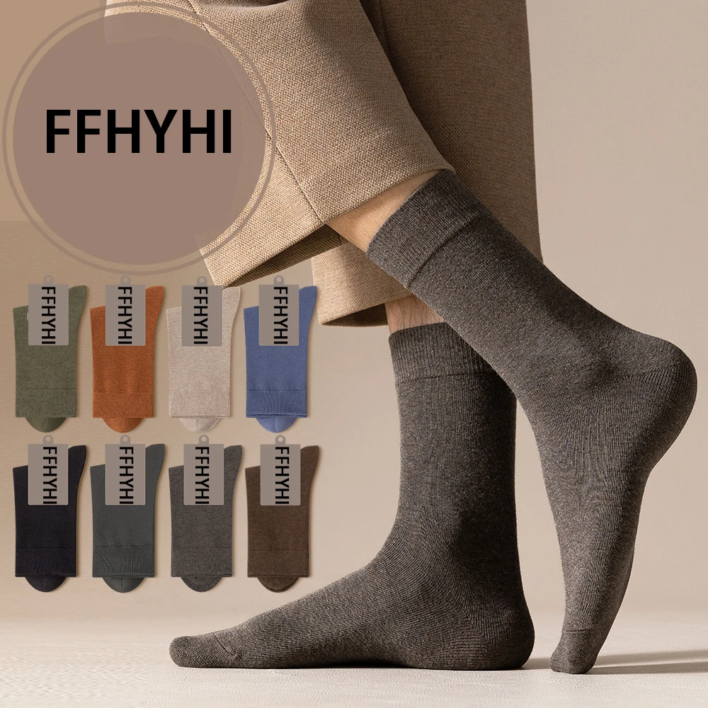 FFHYHI Mens Socks Solid Color Warm Cotton Fall Winter Moisture Wicking ...