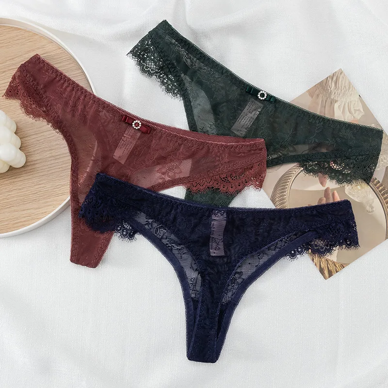 Tanga europeo para mujer, bragas sexys de encaje, ropa interior ...