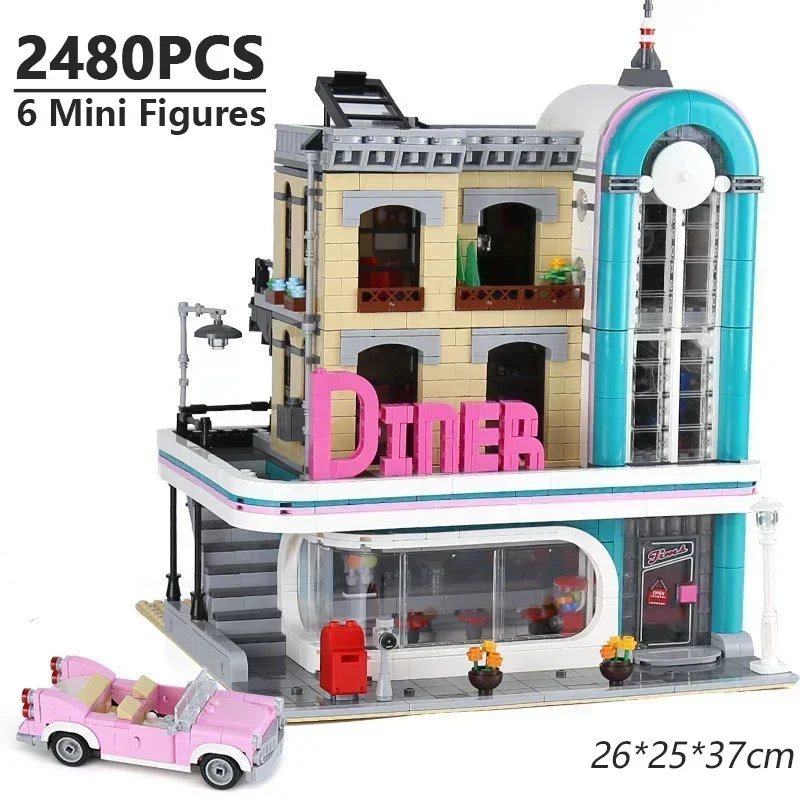2488Pcs-Downtown-Diner-Building-Blocks-with-6-Mini-Figures-Compatible ...