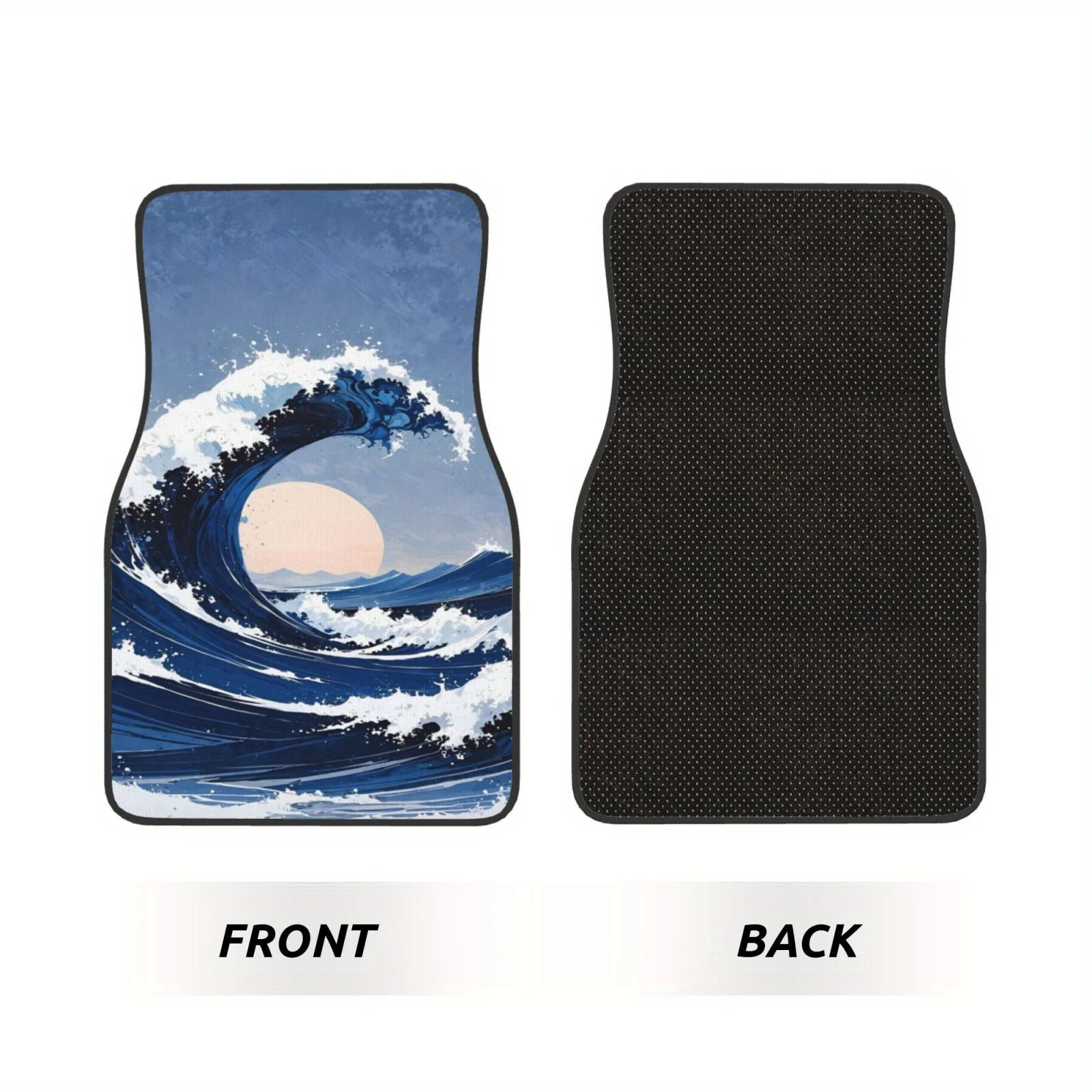 4pcs Kanagawa Wave Pattern Printed - High-end Comfortable Car Floor ...