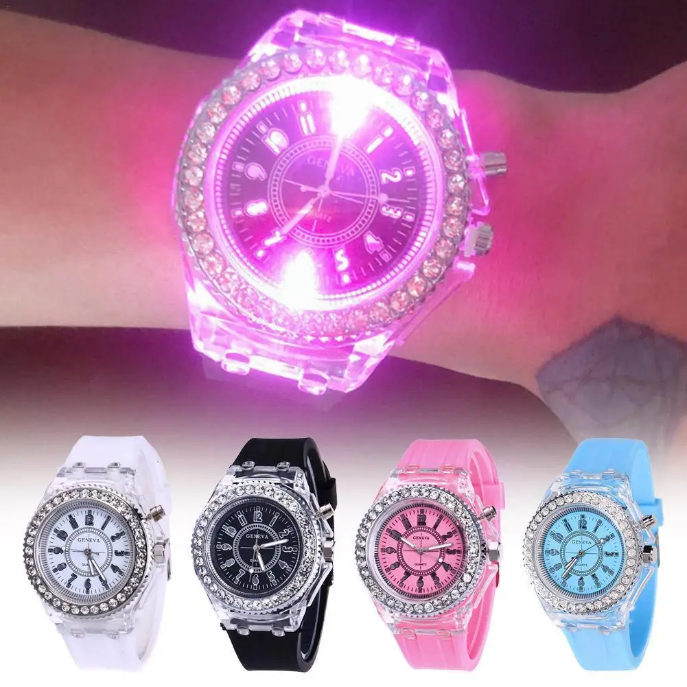 Luminous Quartz Watch For Women Personality Rhinestone Led Fashion ...