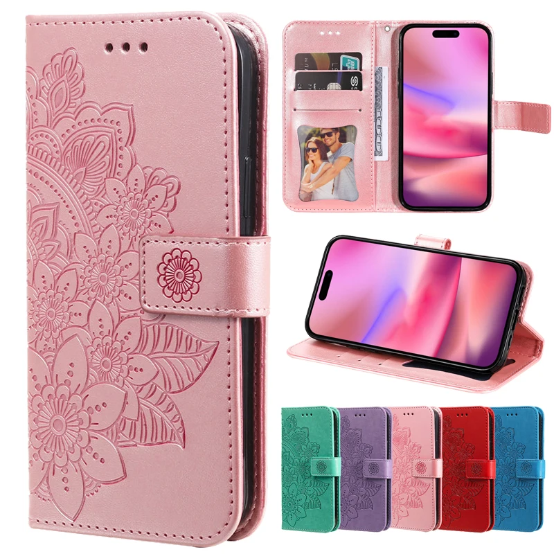 Retro Totem Sun Flower Wallet Leather Phone Case For Redmi 10c 10a 9a ...