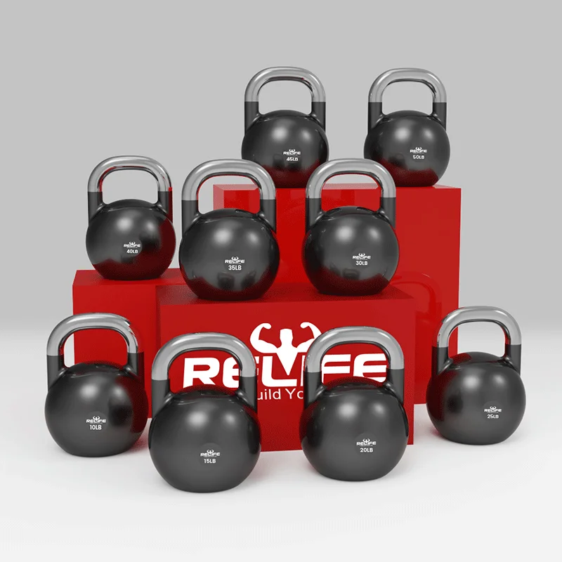 RELIFE Vinyl Coated Cast Iron Kettlebells Weight 10-50lbs for Gym Home ...
