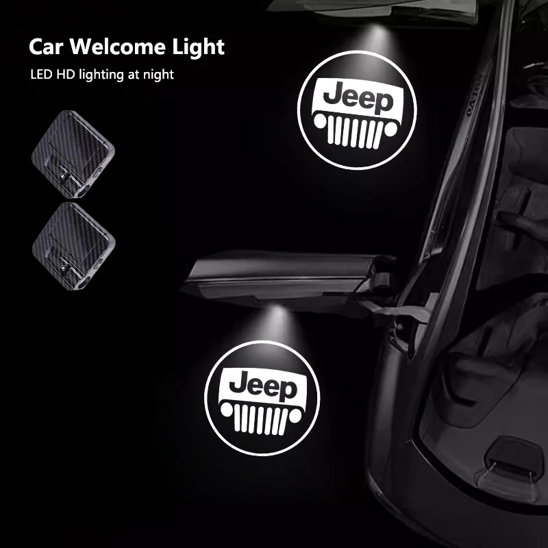 2Pcs Car HD LED Logo Welcome Lamps Auto Decorate Accessories For Jeep ...