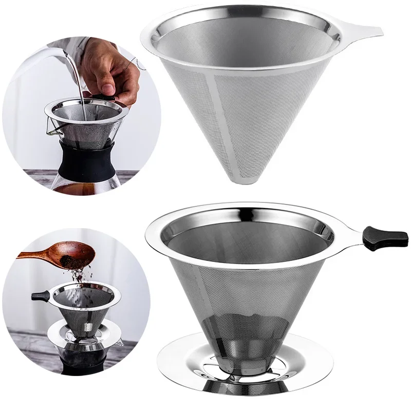 Reusable-Double-Layer-304-Stainless-Steel-Coffee-Filter-Holder-Pour ...