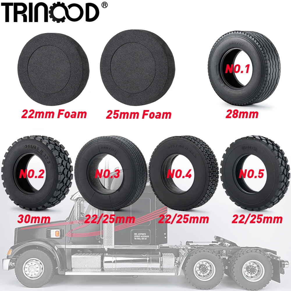 TRINOOD 2PCS Rubber Tyres Wheel Tires with Sponge Foam Inserts for 1/14 ...