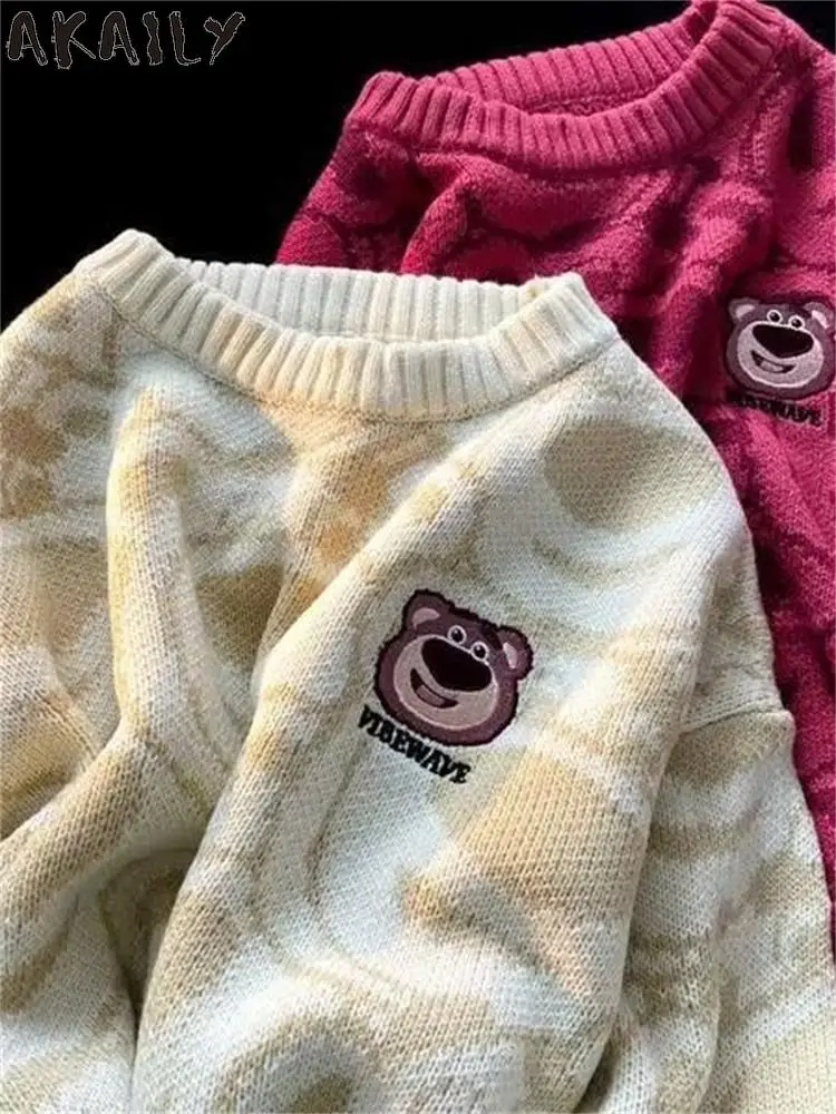 Akaily-Cartoon-Lotso-Women-s-Tricot-Oversize-Sweater-Yk2-Tops-Pullovers ...