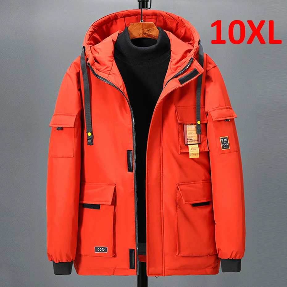 Orange Parkas Men Winter Thick Jacket Plus Size 10XL 8XL Parka Fashion ...