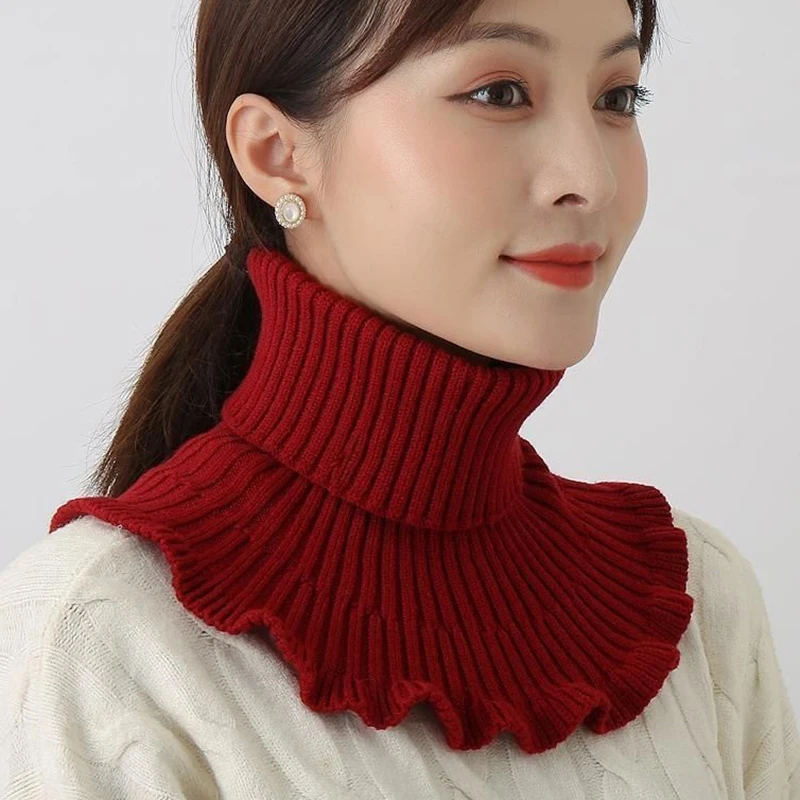 Elastic-Knitted-Neck-Collars-Knitted-Wool-False-Collar-Neck-Scarf-Solid ...