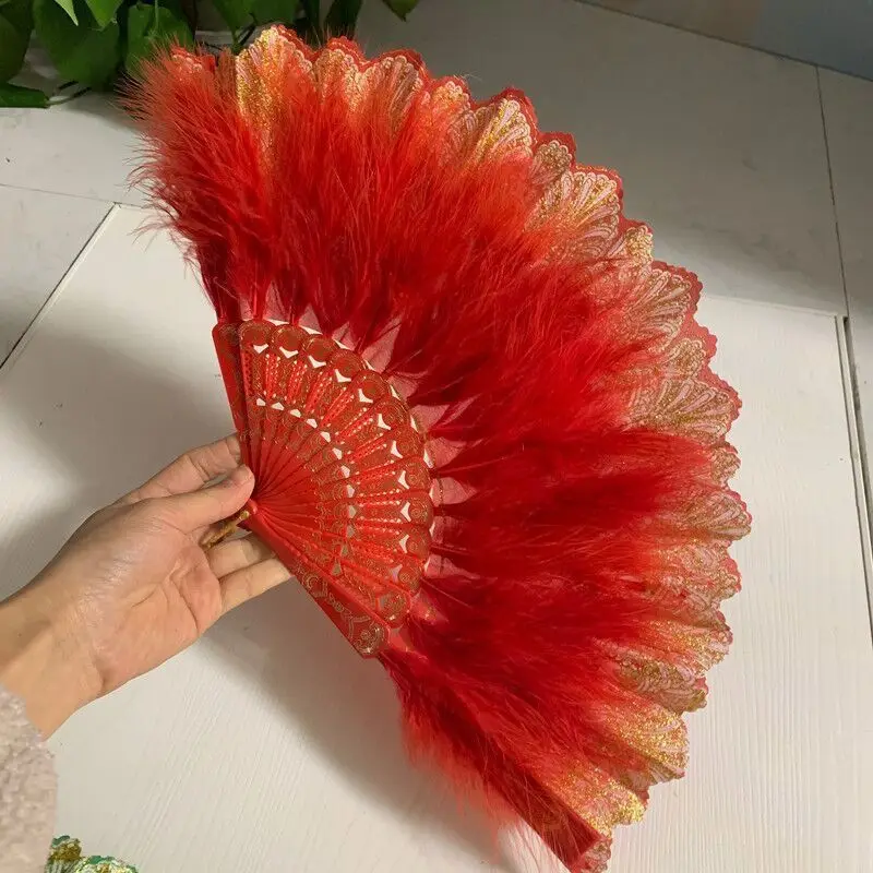 Feather-Hand-Fan-Handmade-Spanish-Lace-Tassels-Dance-Fans-Chinese ...