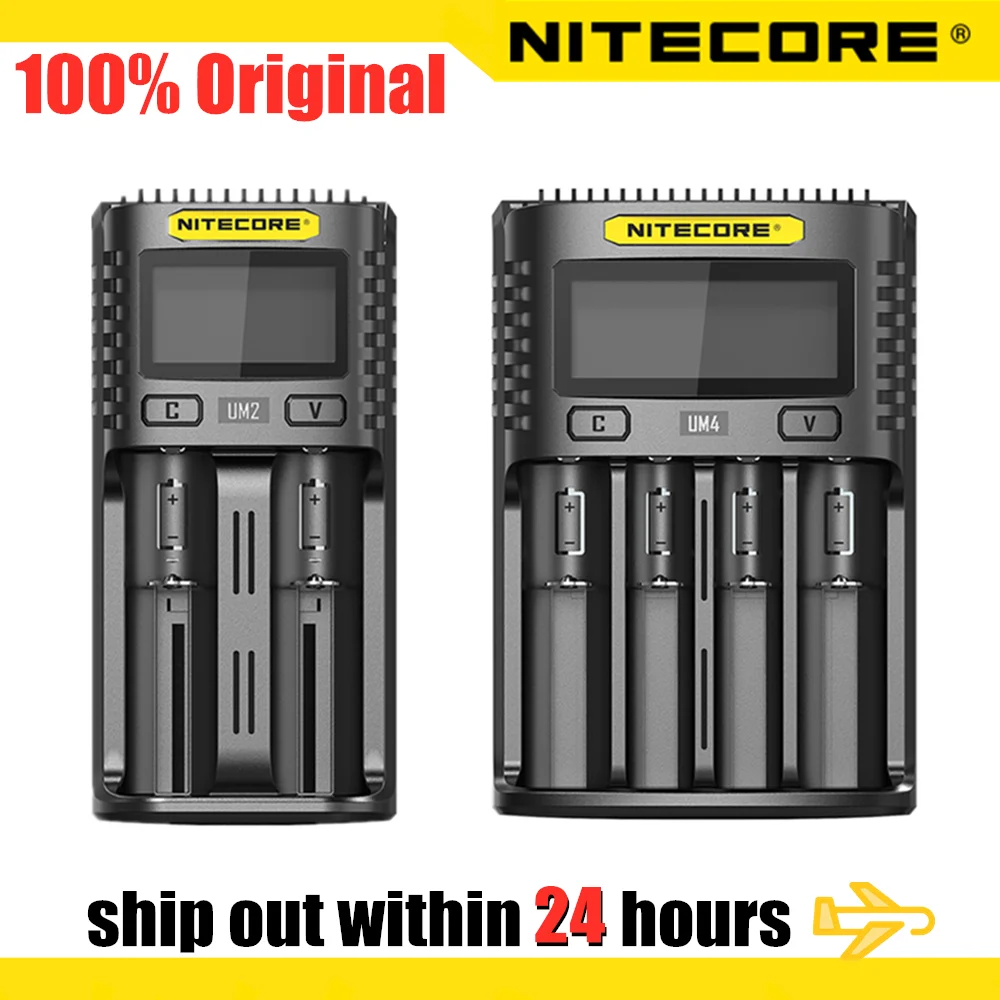 Original NITECORE UM4 UM2 battery Charger USB 5V LCD Smart Charging Li ...