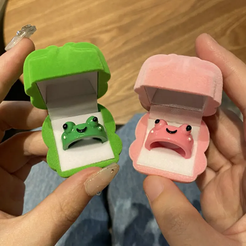 크리에이티브 벨벳 개구리 보석 포장 선물 상자 컨테이너 커플 벨벳 결혼 반지 상자 귀걸이 보석 디스플레이 상자 홀더