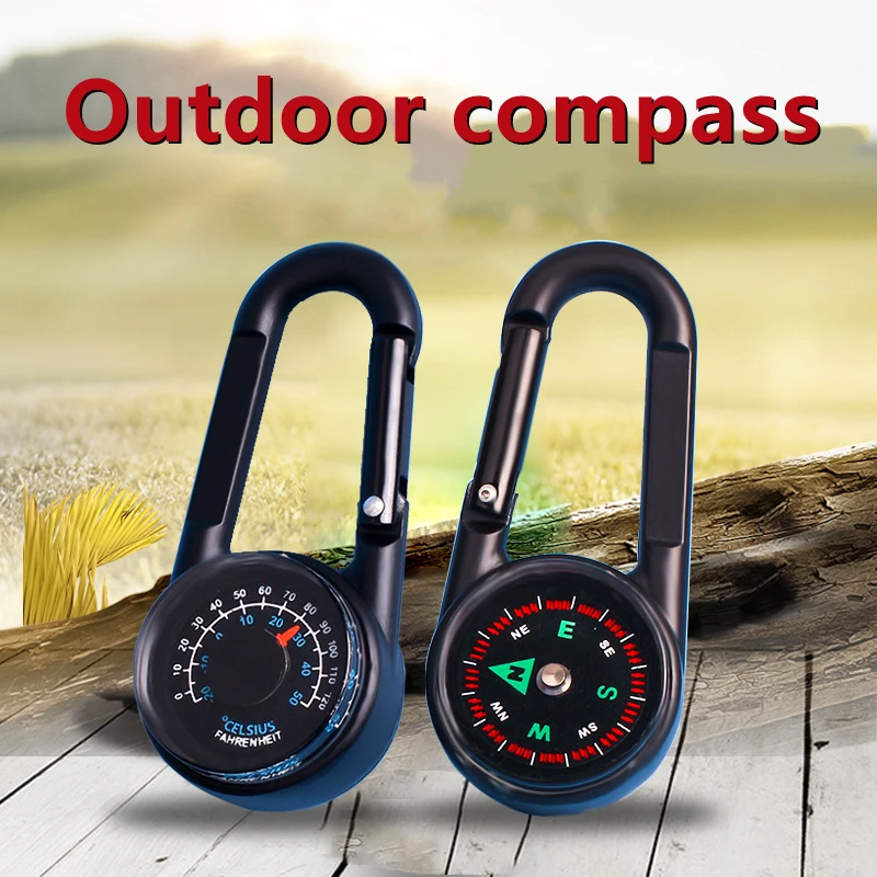 Portable-Compass-Thermometer-Key-Chain-Ring-Carabiner-Mini-Climbing ...