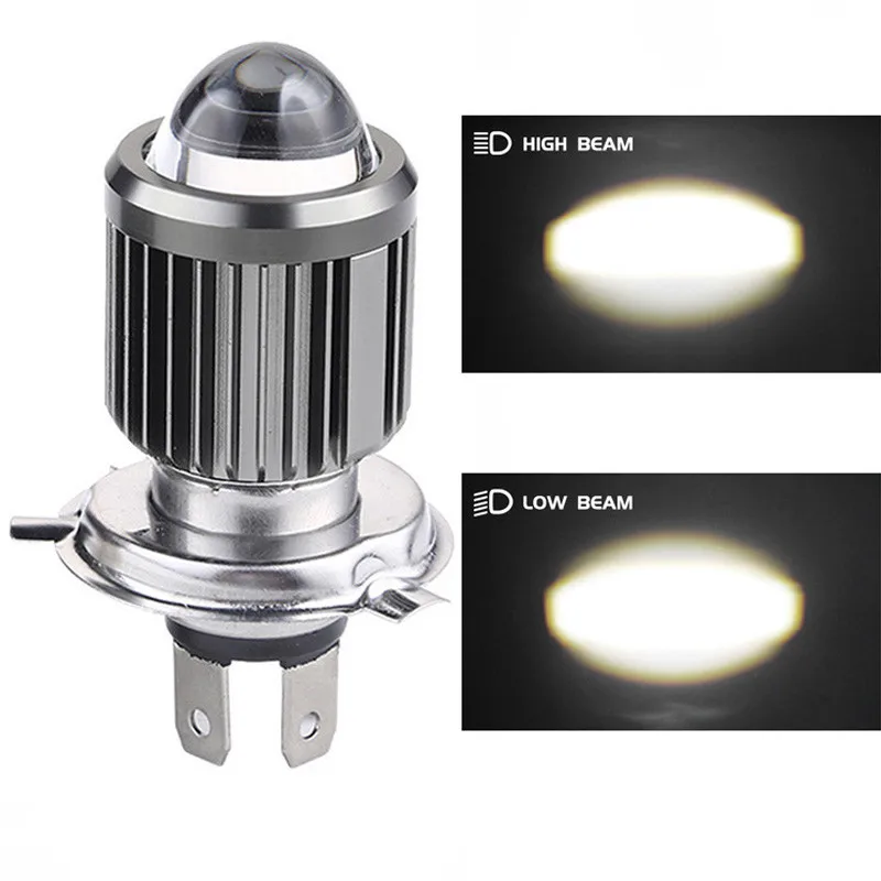 Car-H4-LED-Bulbs-Motorcycle-Headlight-With-Lens-Dual-Color-Hi-Lo-Beam ...