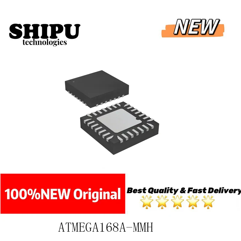 100% 새로운 오리지널 ATMEGA168A MMH AVR ATmega 마이크로 컨트롤러 IC 8 비트 20MHz 16KB (8K X 16) Flash 28 VQFN ...