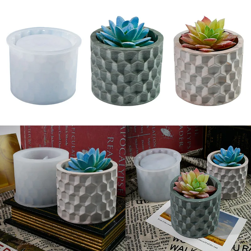 Honeycomb-Succulent-Pots-Diy-Drip-Mold-Cement-Landscape-Planter-Pencil ...