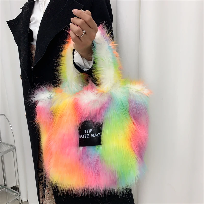 Luxury Designer The Tote Bags for Women Furry Leather Branded Fur ...