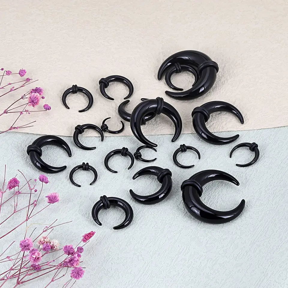 Ear Taper/Stretcher Surgical Steel Body Jewelry Black PVD Buffalo Taper ...