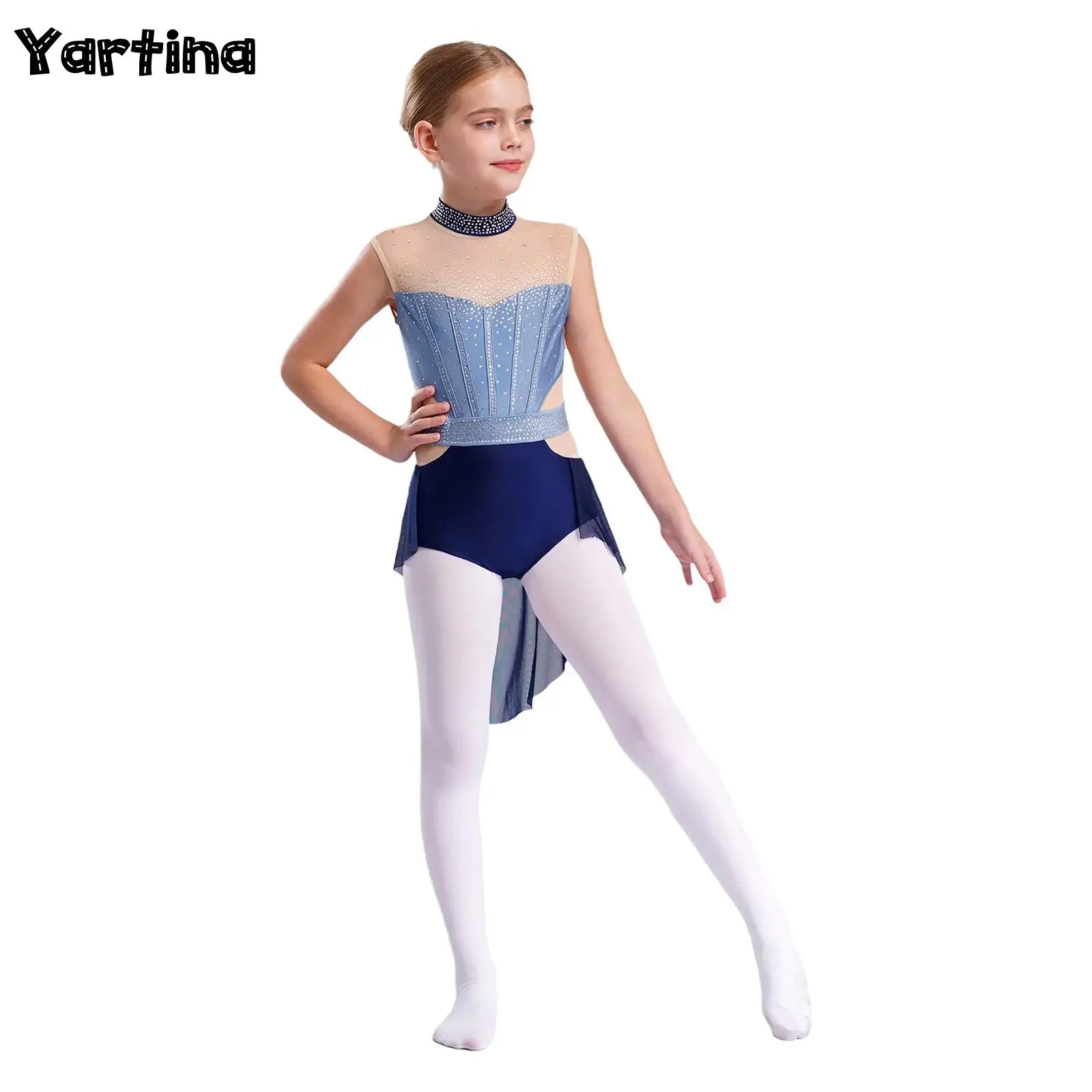 Kids Girls Ballet Jersey Leotard Tights Dress Rhythmic Gymnastics ...