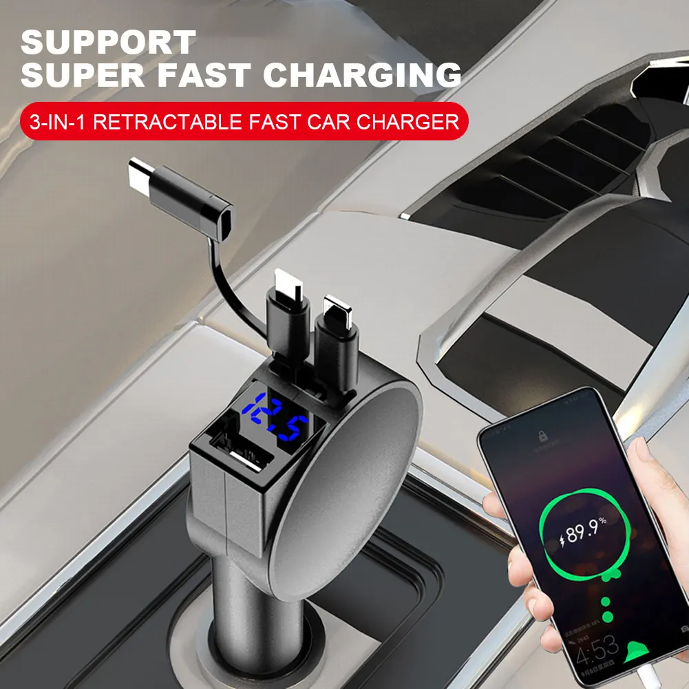 3-in-1-Car-Retractable-Phone-Fast-Charger-60W-Dual-Port-Intelligent ...