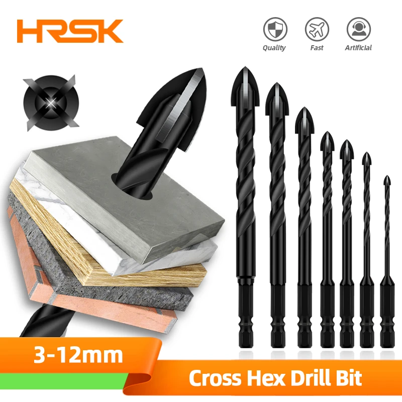 Cross Hex Tile Drill Bit Glass Concrete Ceramic | Tunsten Carbide Bits Set Tools - Drill Bit ...