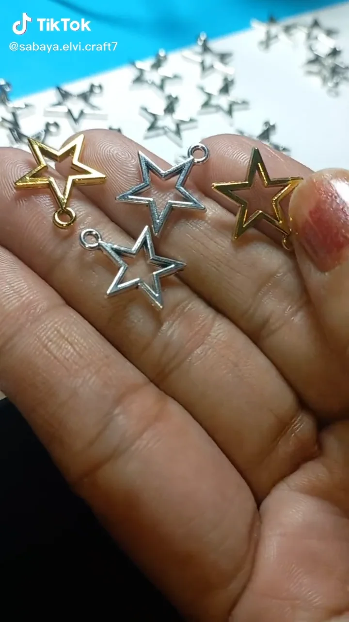 Pack of 4pcs, Metal Star Shape UV Resin Bezel Charms/Pendants/Findings ...