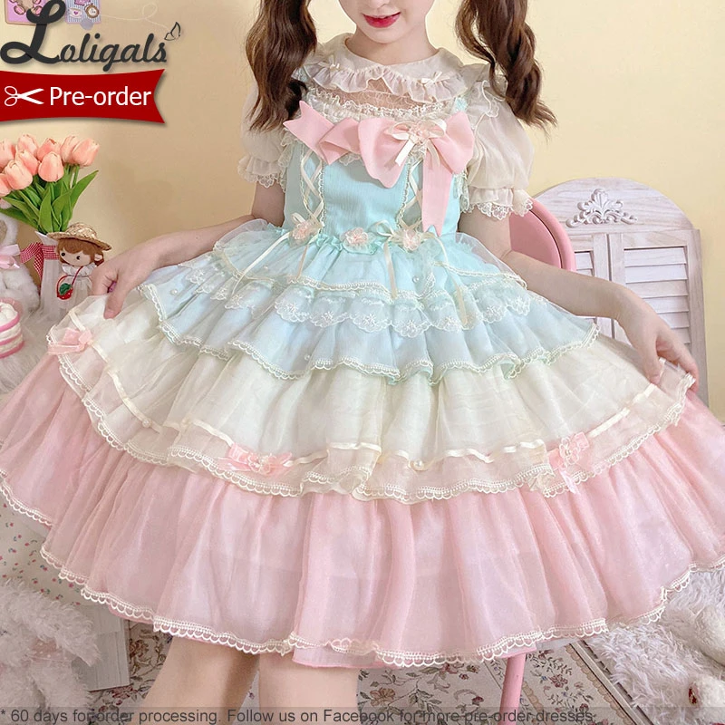 Tiered Rainbow ~ Sweet Lolita JSK Dress by Alice Girl ~ Pre-order