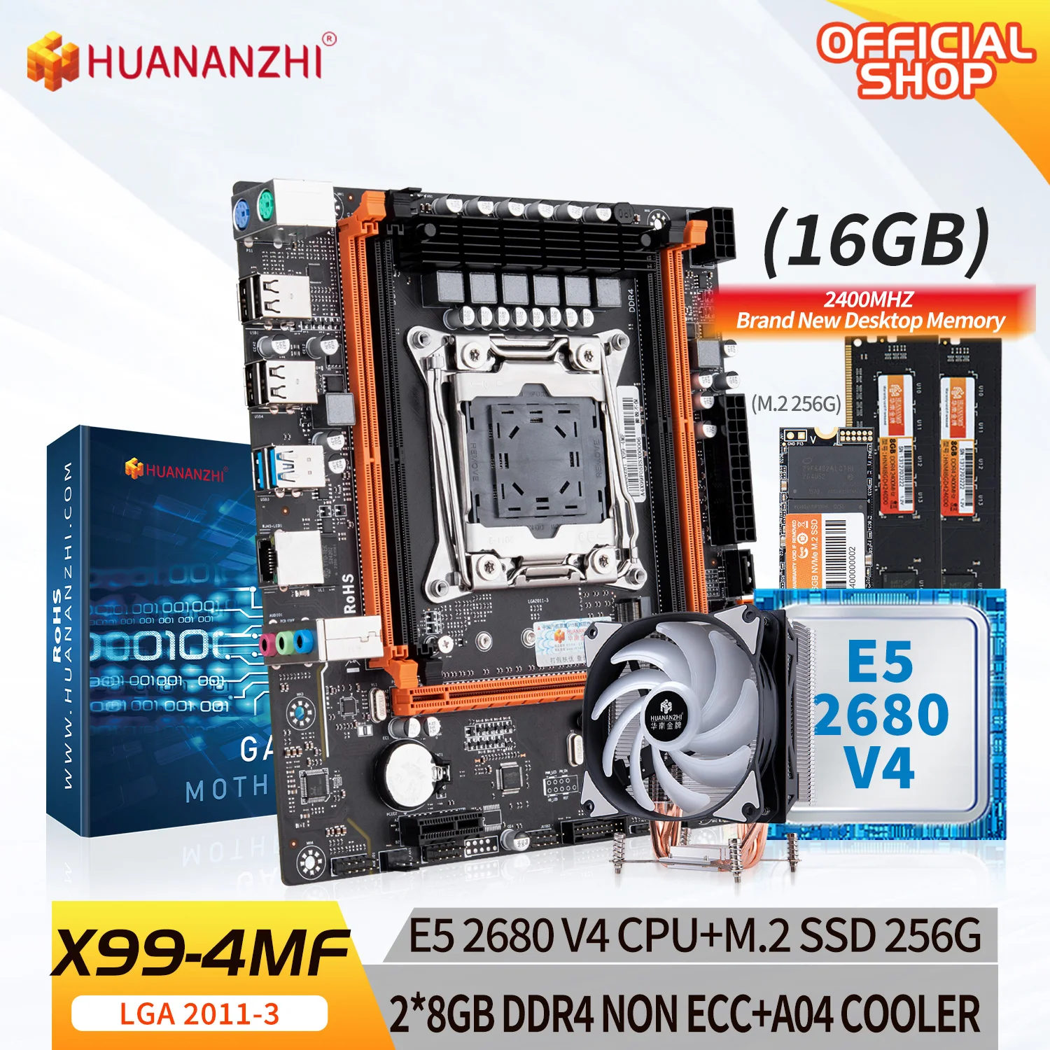 Huananzhi X99 4mf X99 Motherboard Combo Kit Set With Xeon E5 2680 V4