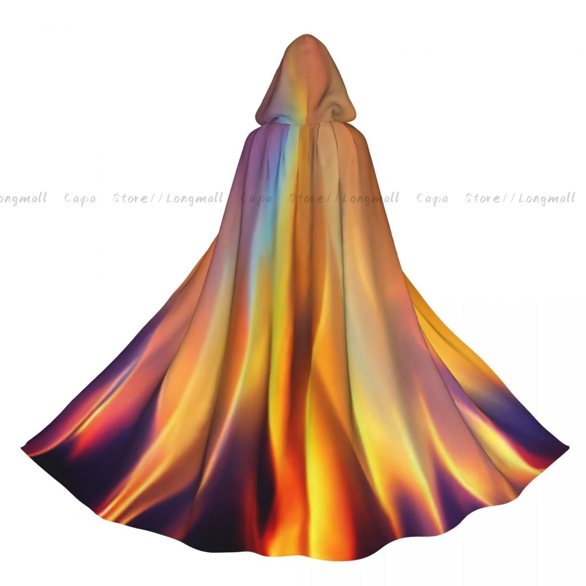 Adult Halloween Beautiful Fire Cloak Cape Hooded Medieval Costume Full ...
