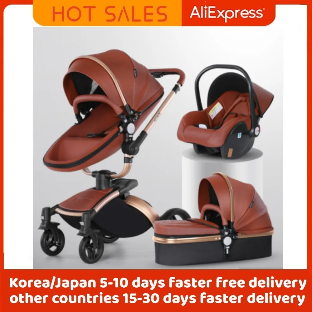 Luxury-Baby-Stroller-AGAPE-Leather-High-View-3-in-1-Stroller-For-0-3 ...