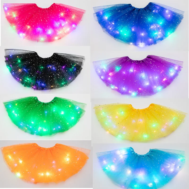 LED-Glowing-Light-Kids-Girls-Princess-Tutu-Skirts-Children-Cloth ...