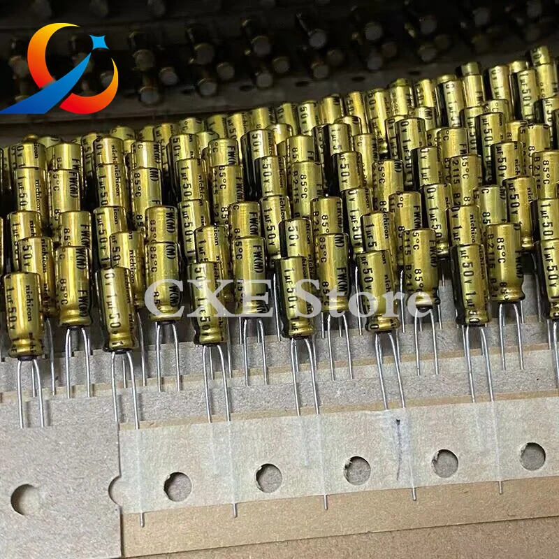 100pcs NICHICON FW Series 50V1UF Volume 5X11MM Electrolytic Capacitors ...