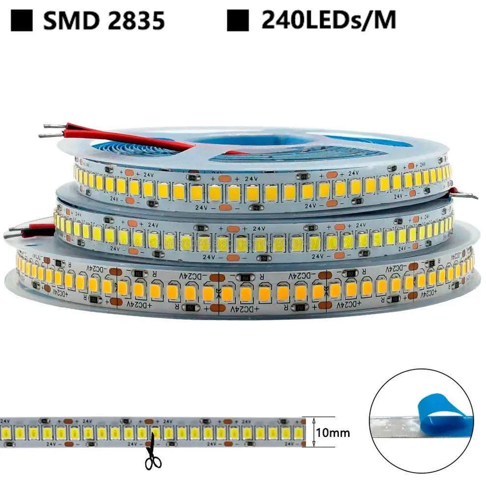 5m 1200 SMD 2835 LED Strip Light 12V 24V DC Flexible LED Tape Ribbon ...