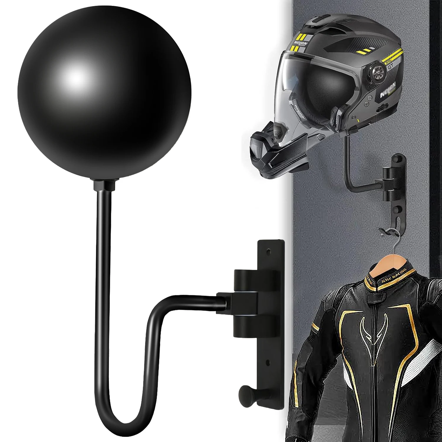 Helmet Hanger 1pc Wall Mounted Metal Helmet Rack Black Durable ...