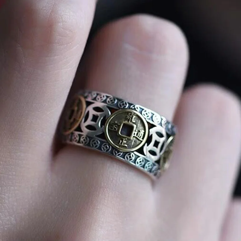 Punk-Copper-Coin-Ring-for-Men-Personality-Classic-Opening-Versatile ...