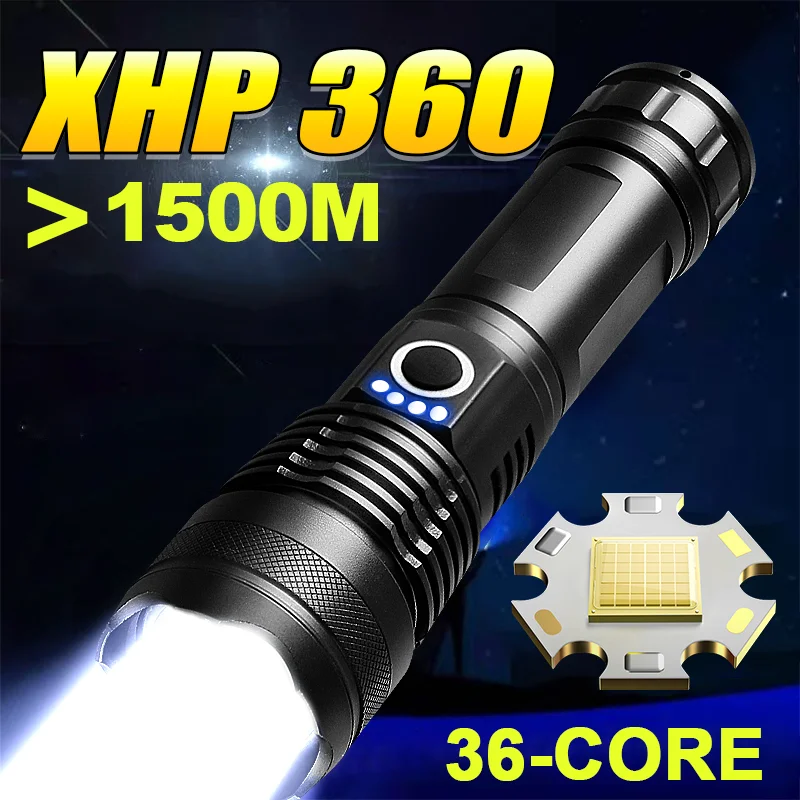 XHP360-Tactical-Flashlight-Rechargeable-Light-XHP50-Lamp-High-Power-Led ...