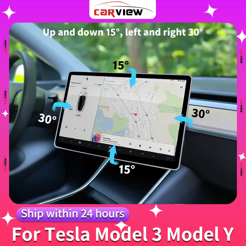 CARVIEW 중앙 제어 화면 디스플레이 회전 브래킷 GPS 내비게이션 홀더 회전 마운트, 테슬라 모델 3 y용 액세서리 ...