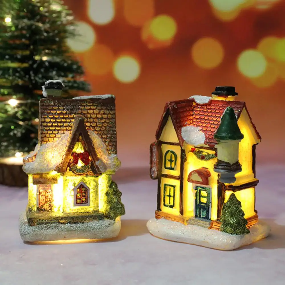 Christmas-LED-Light-House-Christmas-Tree-Ornaments-LED-Resin-Small ...