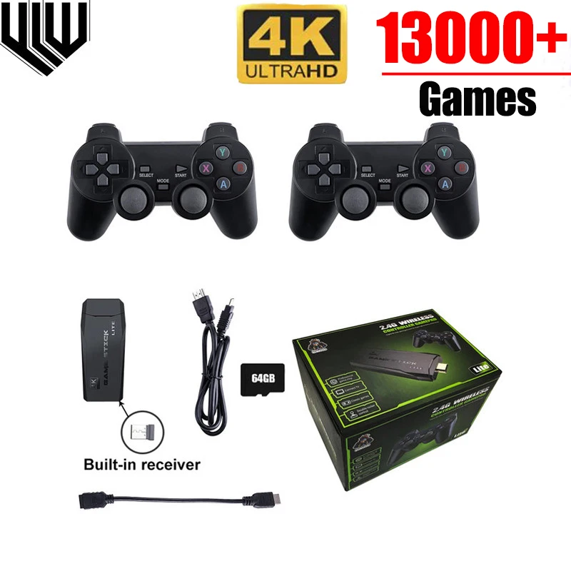 M8 Video Game Console 2.4G Double Wireless Controller Game Stick 4K ...