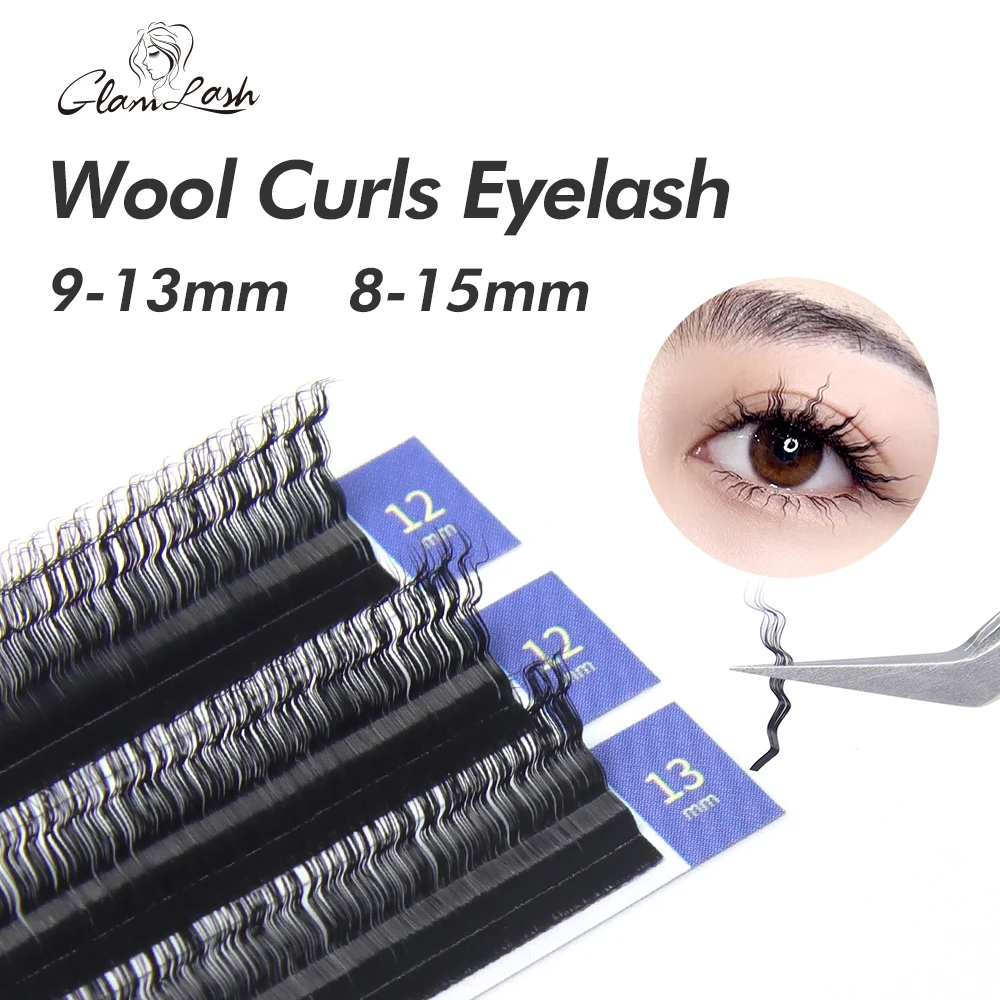 GLAMLASH 3D Curly Wool Lashes Curl Cat Eye Eyelashes Fluffy Thick Fasle ...