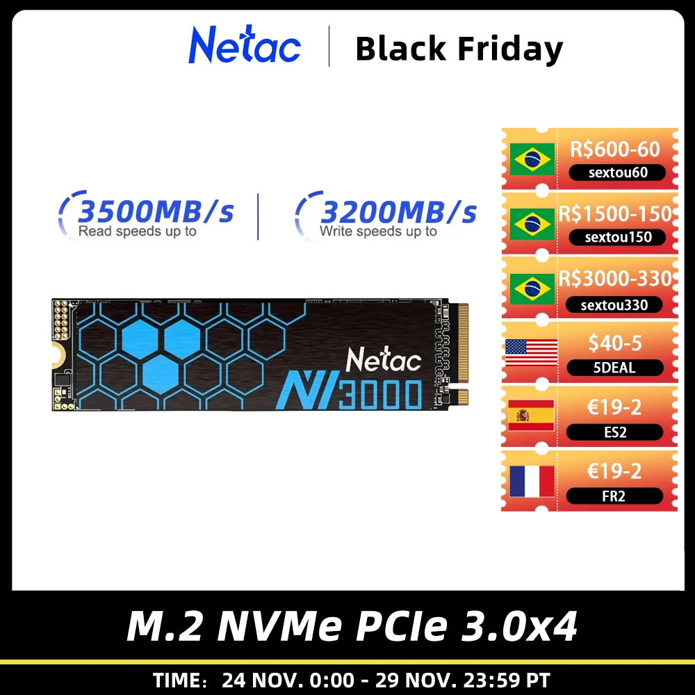 Netac Nv3000 M.2 Ssd 500gb 1tb M.2 Nvme 3500mb/s M2 2280 Pcie 3.0 250gb ...