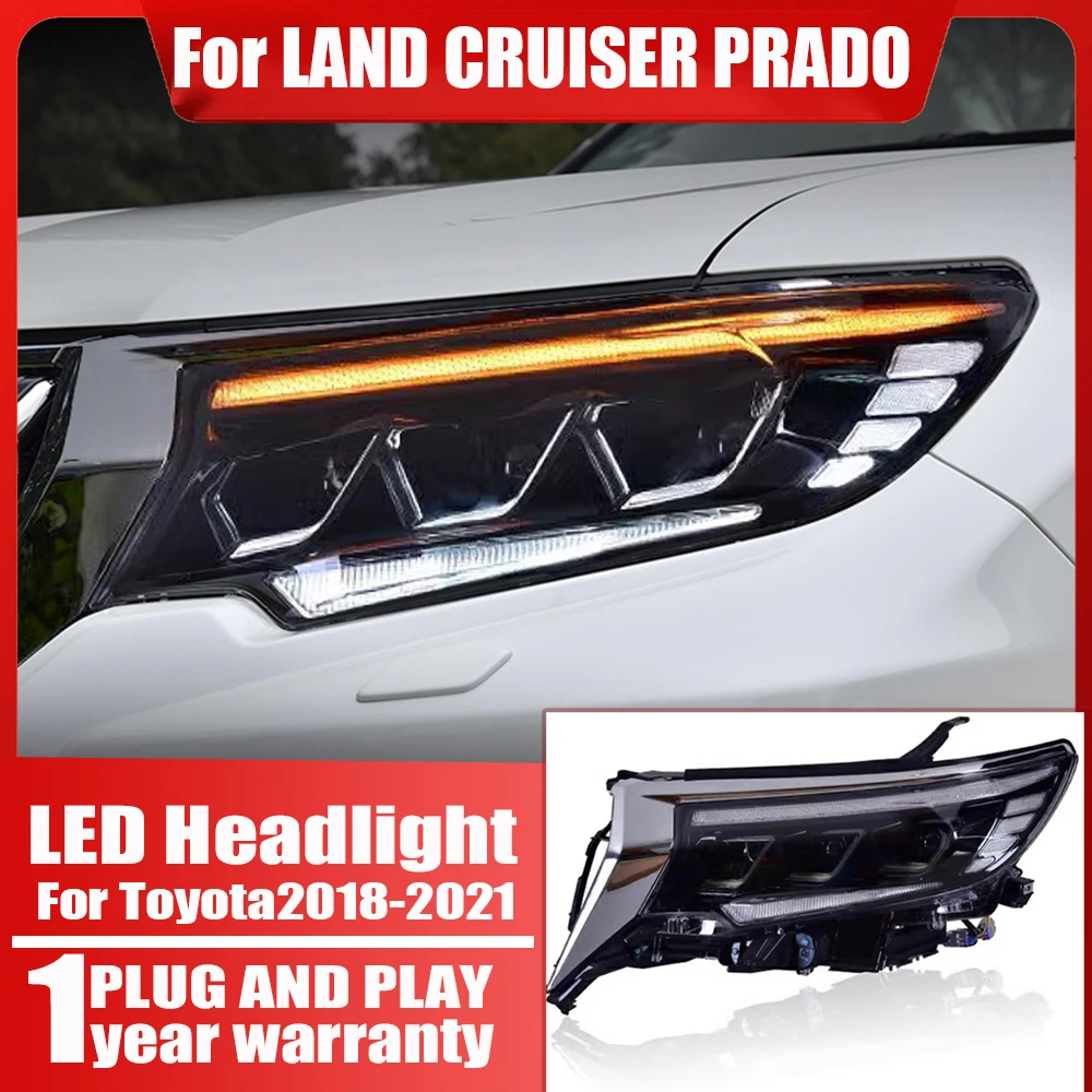 2PCS-Car-LED-Front-Lights-For-Toyota-PRADO-Headlights-2018-2019-2020 ...