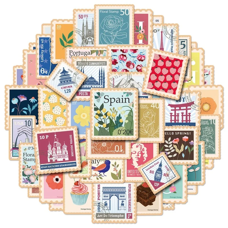 10/25/50pcs Vintage Post Stamp Stickers Aesthetic for Decorative ...