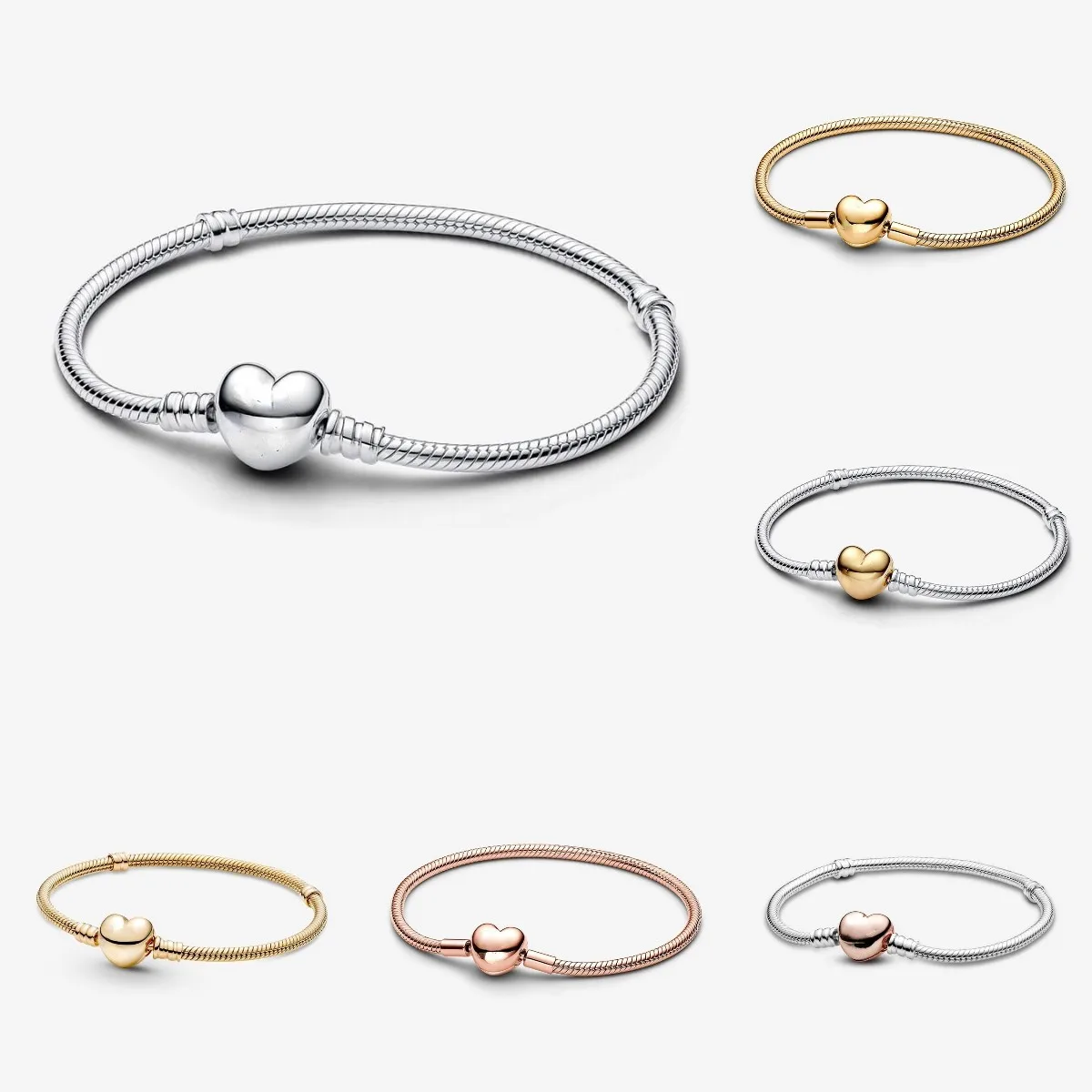 PANDORA-pulsera-de-plata-925-con-forma-de-coraz-n-para-mujer-cadena-de ...