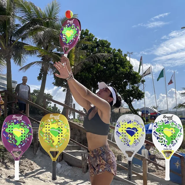Brazil Beach Tennis Racquet Racket Beach Tennis Full Carbon Fiber EVA ...